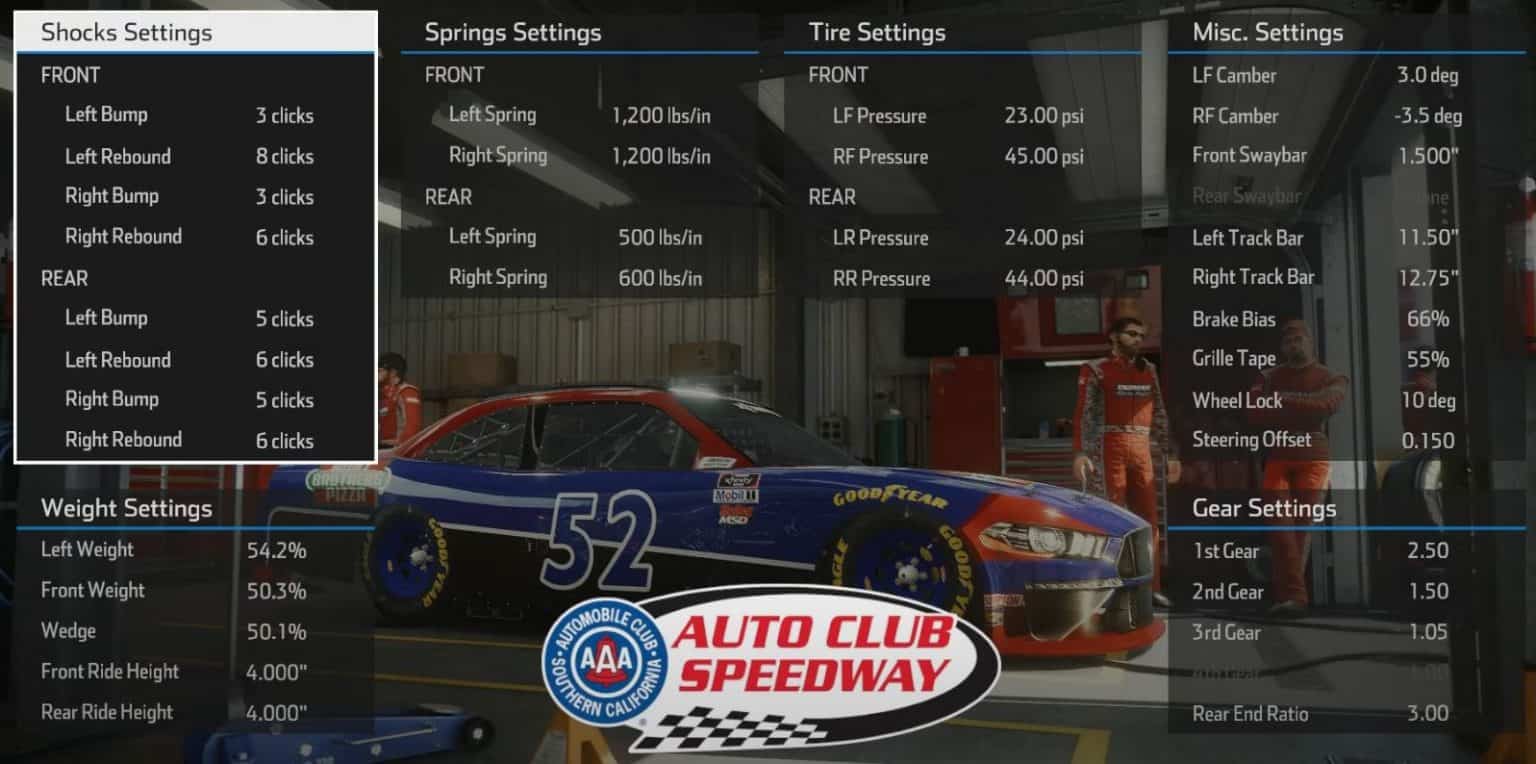 NASCAR Heat 5 Auto Club Speedway Setups – Best Sim Racing Setups